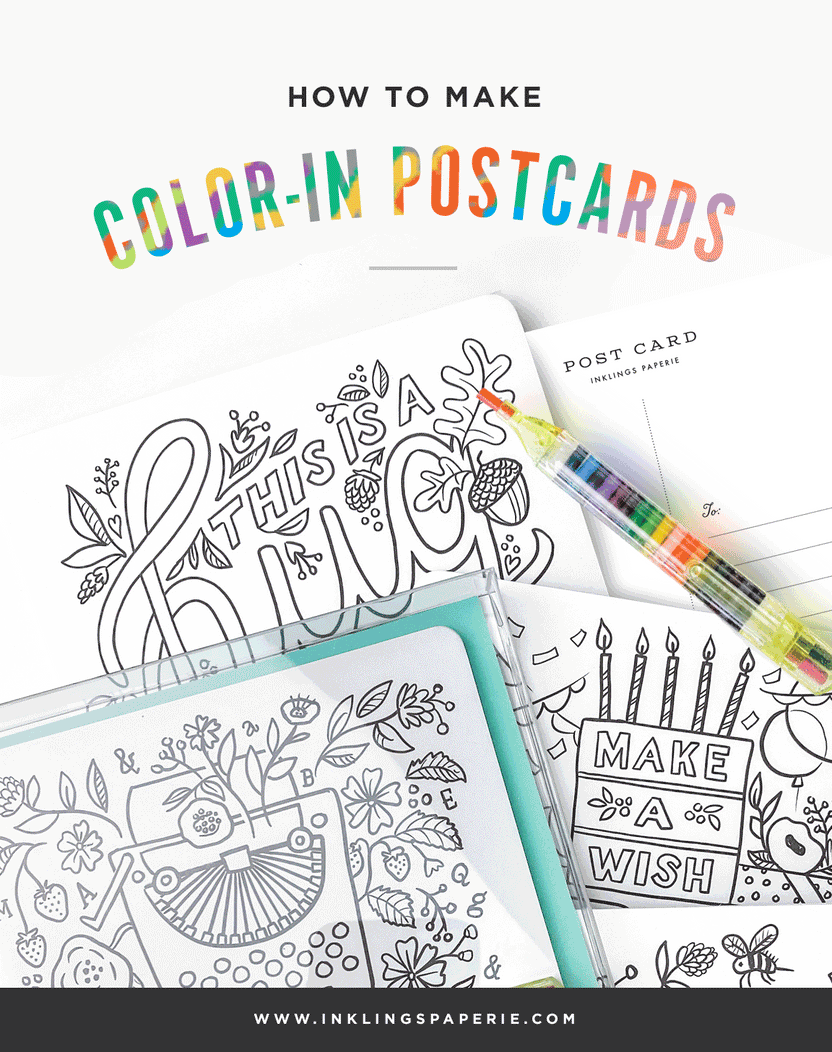 Color-in Postcard Kit - Floral – Inklings Paperie